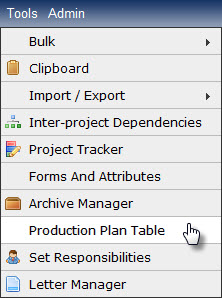 Production Plan Tables
